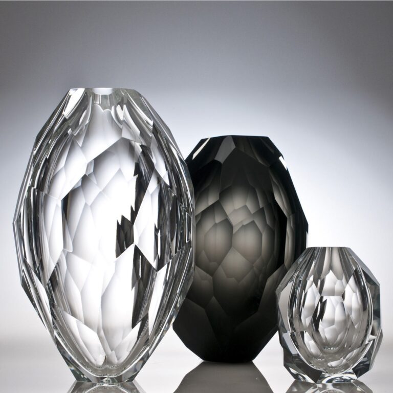 Fritz Faceted Glass Vases | Neutral